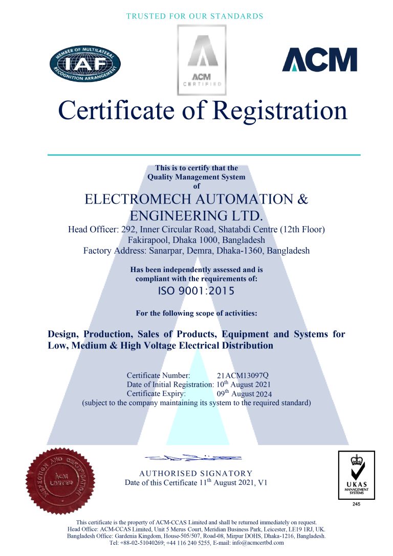 Our Certification – Electro Mech